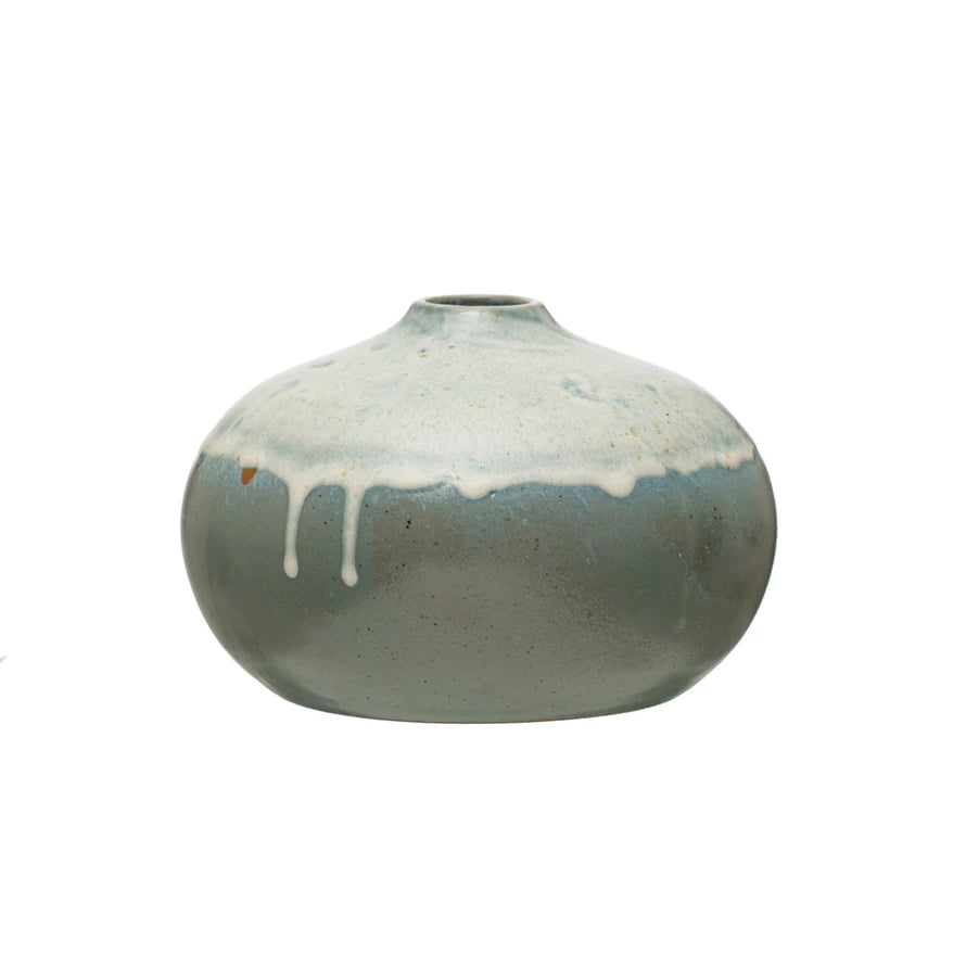 Stoneware Vase, Reactive Glaze, Grey & Cream Color (Each One Will Vary ...